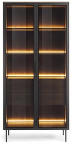 LUMI d | vysoká vitrína 91 2D2S + LED | 91,5 cm | dub dunin/černá