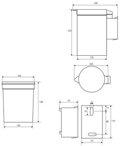 Sapho, Odpadkový koš závěsný 3l, leštěná nerez, XP018