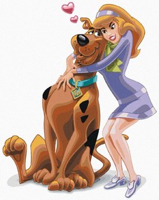 Malování podle čísel scooby a daphne (scooby doo), 40x50 cm, bez rámu a bez vypnutí plátna