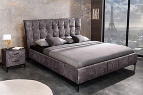 Designová manželská postel Boutique tmavě šedý samet 160x200cm