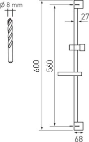 Novaservis - Posuvný držák sprchy s mýdelničkou chrom, RAIL4,0