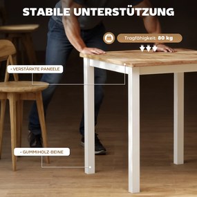 HOMCOM čtvercový jídelní stůl s dubovým dekorem, 69 × 69 cm — malý moderní stůl z dřeva gumovníku pro 2–4 osoby