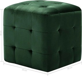 Taburety 2 ks zelené 30 x 30 x 30 cm sametová látka 278387