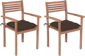 vidaXL Zahradní židle 2 ks podušky masivní teak [3062283] Barva: taupe