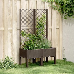 Zahradní truhlík s treláží hnědý 80 x 40 x 142 cm PP - Default Title