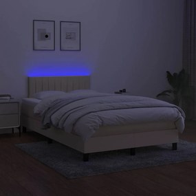Box spring postel s matrací a LED krémová 120 x 200 cm textil 3133306
