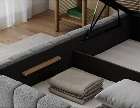 Šedá čalouněná jednolůžková postel s úložným prostorem s roštem 90x200 cm Lamica – ELTAP