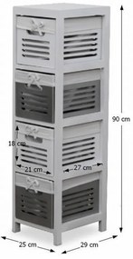 4- šuplíková komoda, bílá / šedá, BIBI 4