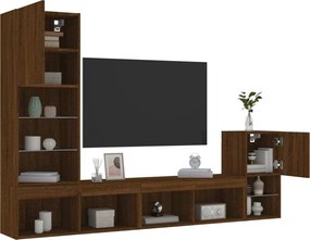 vidaXL 4dílná obývací stěna s LED kompozitní dřevo [3216661] Barva: hnědý dub