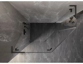 Mexen Lunar, L pětiúhelníkový sprchový kout naklápěcí doleva 100x80 cm, 8mm čiré sklo, profil grafit broušený, 831L-100L-080P-66-00-L
