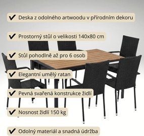Vikio Zahradní ratanový set 140x80 pro 6 osob DT276-P2 přírodní