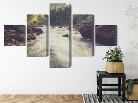 Vícedílný obraz Horská Řeka V Lese Nedostatek Nedostatek Přírodní plátno 250x150