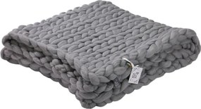 Šedý ručně pletený pléd z merino vlny WeLoveBeds, 180 x 140 cm