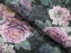 Biante Dekorační povlak na polštář s lemem BM-010 Velké fialové květy na tmavě zeleném 30 x 50 cm