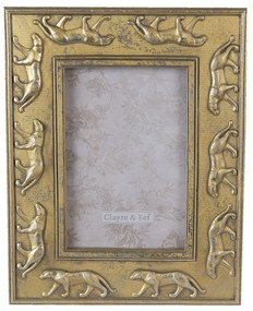 Zlatý antik fotorámeček s pumou – 10x15 cm
