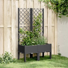Zahradní truhlík s treláží černý 80 x 40 x 142 cm PP