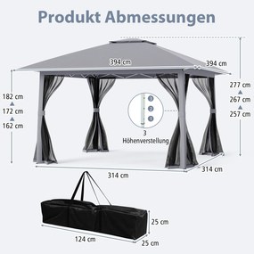 Costway Výsuvný skládací pavilon s 4 moskytiérou a zahradní pavilon s dvojitou
