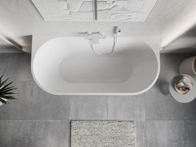 Mexen Oris, volně stojící rýhovaná vana 150 x 75 cm, bílá-šedá, przelew biały- 52871507562-20