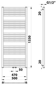 Bruckner, GRUNT topné těleso 500x1330 mm, středové připojení, bílá, 600.122.4