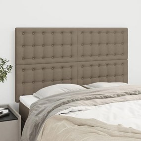 Čelo postele béžové 144x5x118/128 cm látkové 3116768