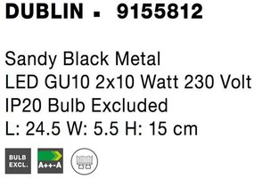 Nova Luce Bodové svítidlo DUBLIN, GU10 2x10W Barva: Černá