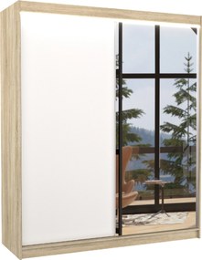 ADRK Furniture Posuvná skříň se zrcadlem a LED osvětlením VIKI 180 SW-VIK-S+W-180+L-V345
