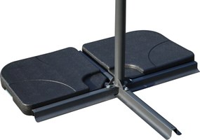 Základna pro slunečník Outsunny, 4 kusy závaží se rukojetí, základna pro slunečník s křížovým podstavcem, plnitelná pískem/vodou 50x50cm černá