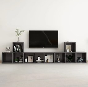 vidaXL 5dílný set TV skříněk kompozitní dřevo [3080011] Barva: šedá s vysokým leskem
