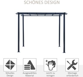 Outsunny pavilon růží stabilní oblouk pro rostliny jako pomůcka pro šplhání kovový odolný proti povětrnostním vlivům černý 2,97x2,95x2,3 m pro zahrad…