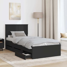 Rám postele se zásuvkou Černá 90 x 190 cm Inženýrské dřevo 3408020