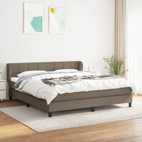 Box Spring Postel S Matrací Textil Taupe Blok se čtverci 160 x 200 cm