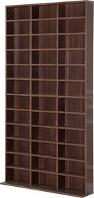 HOMCOM CD/DVD regál pro uložení 1116 CD, 36 výškově nastavitelné přihrádky, 102 x 24 x 195 cm, hnědý