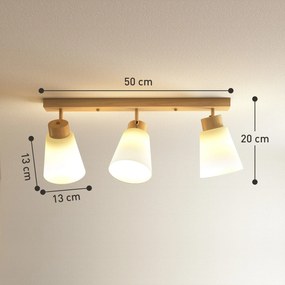 Stropní svítidlo LED 40W stropní svítidlo s dvojitou montáží a 90° nastavitelnou hlavou se 3 paticemi E27 přírodní dřevo