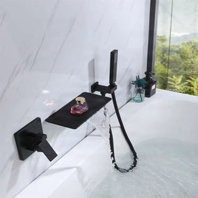 Nástěnná vanová baterie ELITE EDITION BSW1680 s kaskádovým výtokem, matná černá