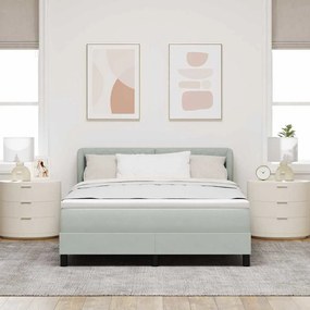 Postel s boxspringem s čelo Světle šedá 140 x 190 cm samet 3340328