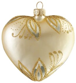 Vánoční srdce zlaté dekor lístky