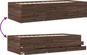 Válenda se zásuvkami bez matrace hnědý dub 75 x 190 cm 3280894