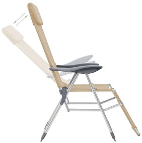Skládací kempingové židle s podnožkami 2 ks krémové textilen - Default Title