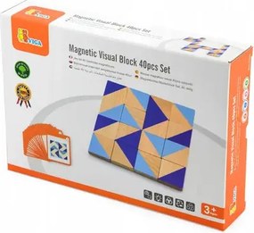 VIGA Dřevěné magnetické tangramy / 40 dílků / od 3 let