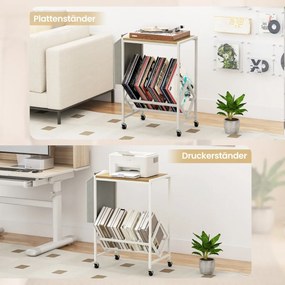 Costway Pojízdný stolek na gramofon s držákem časopisů, přírodní