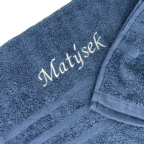 Tmavě modrý ručník s vlastním textem 50 x 100 cm