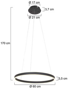 LED závěsné světlo Ringlux Ø 60cm 2 zdroje černá