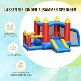 Costway Nafukovací skákací hrad +450 W foukač se skluzavkou Ocean Balls Barevné