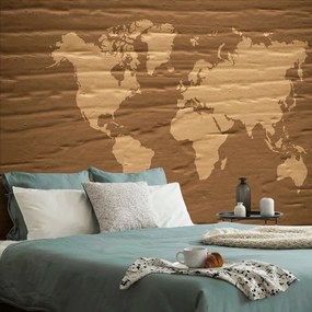 Samolepící tapeta hnědá mapa světa - 225x150 cm