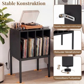 Costway Stojan na gramofon s integrovanou nabíjecí stanicí a 4 přepážkami