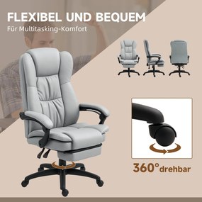 Kancelářská židle Vinsetto s masážní funkcí, ergonomická kancelářská židle s funkcí polohování, výškově nastavitelná manažerská židle s funkcí otáčen…