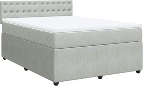 Box spring postel s matrací světle šedá 160x200 cm samet 3287794