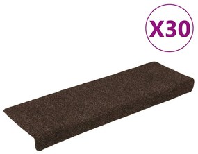 Schodové rohože samolepicí 30 ks 65 x 21 x 4 cm hnědé s obdélníkovým okrajem 3365698