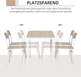 Jídelní set HOMCOM 5dílný jídelní set s dřevěnou strukturou MDF a kovem v šedé a bílé barvě, 1 stůl a 4 židle do moderní jídelny | Aosom.de