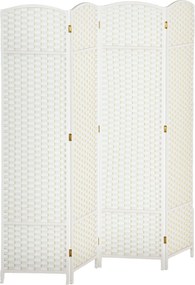 HOMCOM 4-panelový Rozdělovací Panel 160 x 170 cm Bambusový Skládací Předěl na Soukromí pro Obývací Pokoj Bílý | Aosom